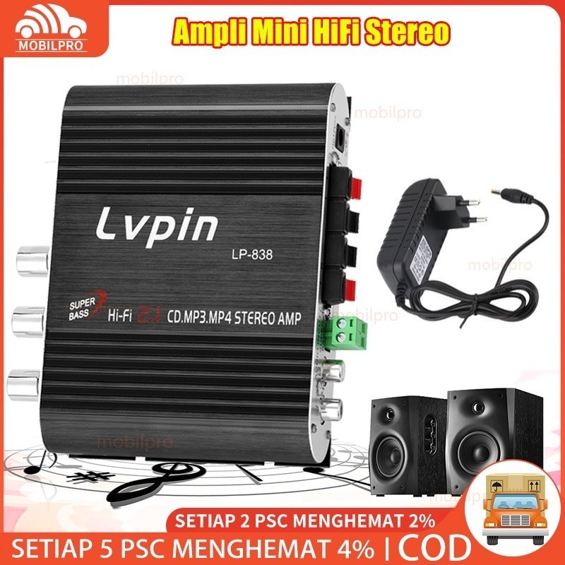 Jual Lvpin Ampli Mini HiFi Stereo Power Amplifier Treble Bass Booster 12V Audio Amplifier 2.1 ...