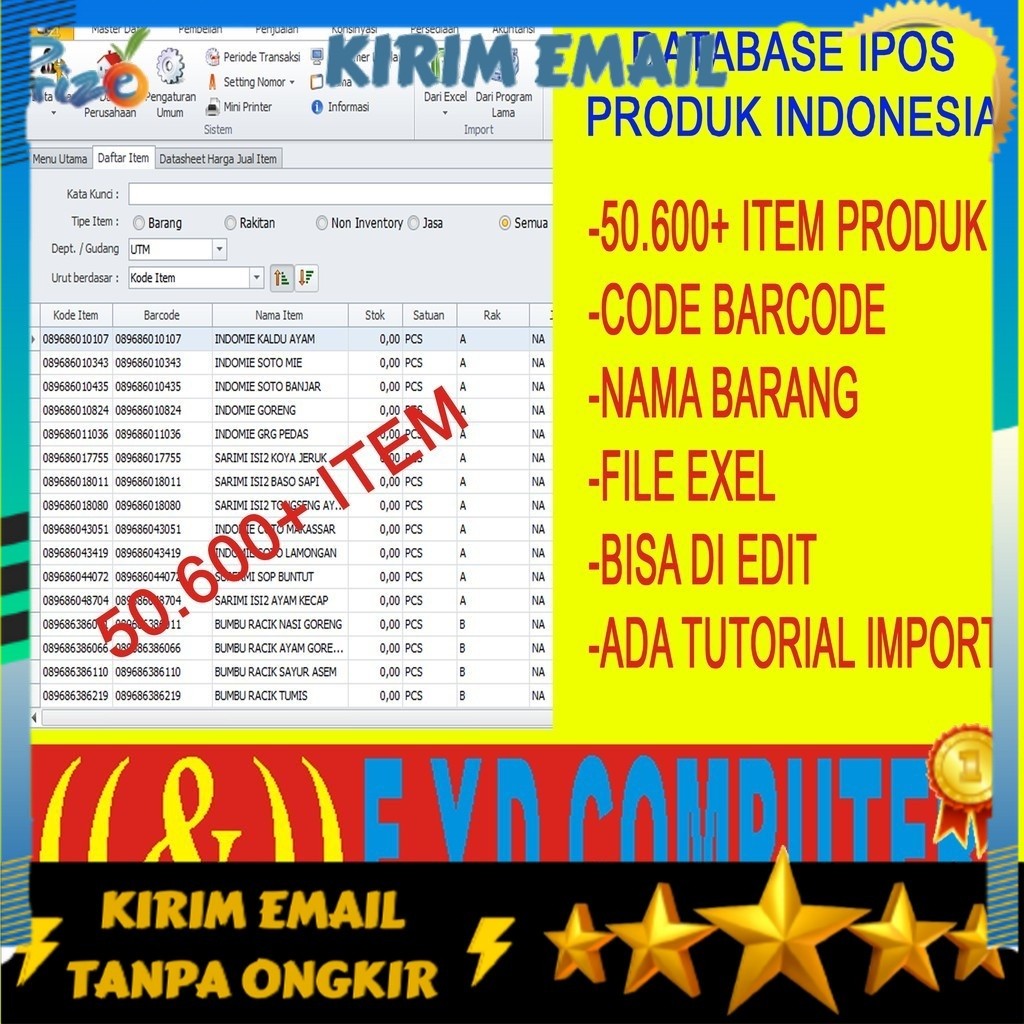 Jual IMPORT 50.600 ITEM IPOS4 IPOS5 DATABASE PRODUK INDONESIA PROGRAM KASIR IPOS 5 TOKO IPOS 4 ...