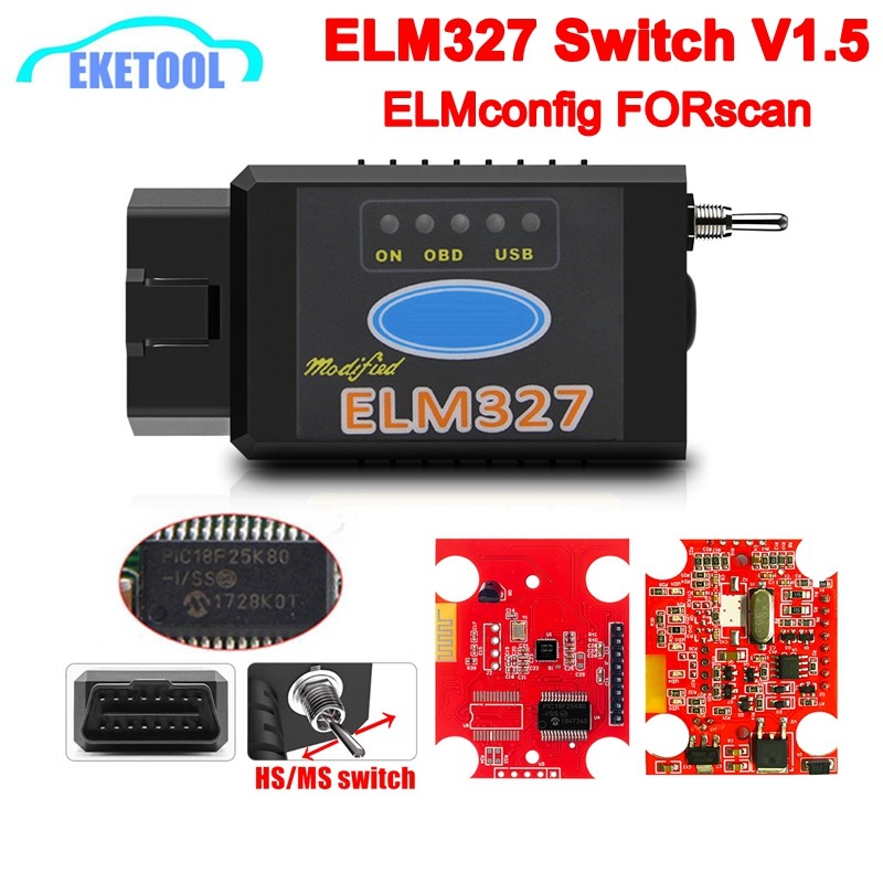 Jual ELM327 V1.5 Switch HS-CAN/MS-CAN for Ford FORScan OBD2 Diagnostic Scanner elm 327 1.5 ...