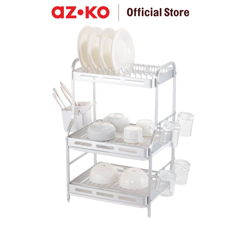 Jual AZKO Stora Noir Rak Piring 3 Tingkat Aluminium - Silver Dish Rack ...