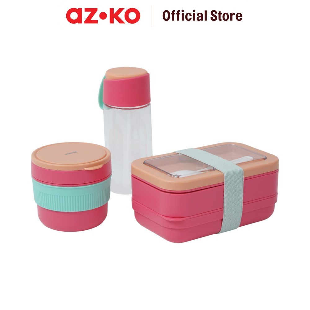 Jual AZKO Kris Baggie Set Kotak Makan - Pink Kids Bento Lunch Kit Set Kotak Makan Dan Botol ...
