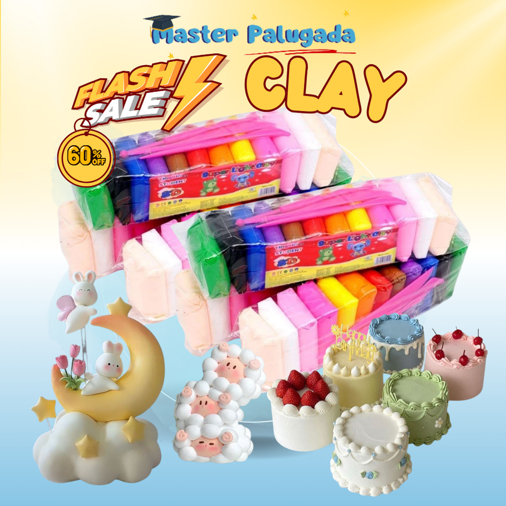 Jual ( PAKET 6 SET ) Mainan Anak Clay Polymer isi 12 PCS Clime Set Soft ...