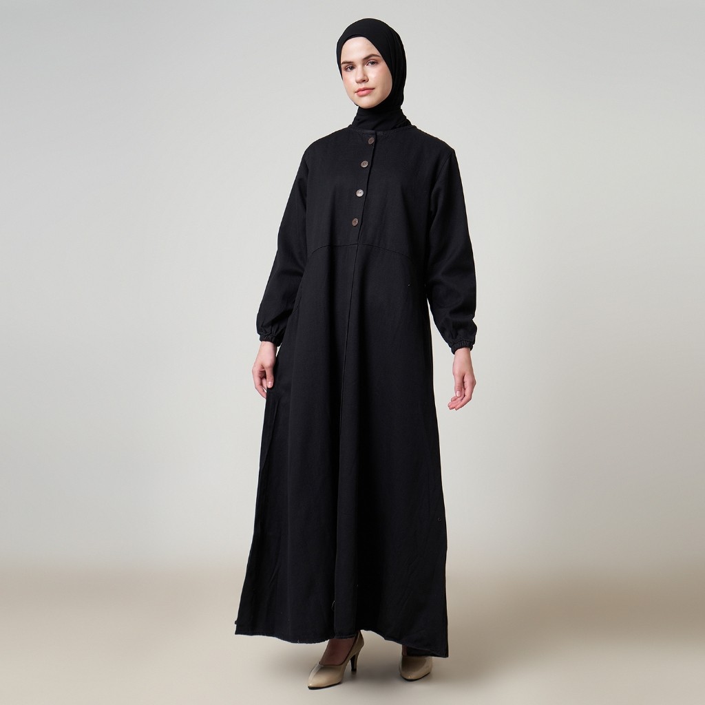 Jual Dhoby Ghout Izzie Gamis Premium Hitam | Dress Wanita Muslim Gamis Kancing Depan - Zolana ...