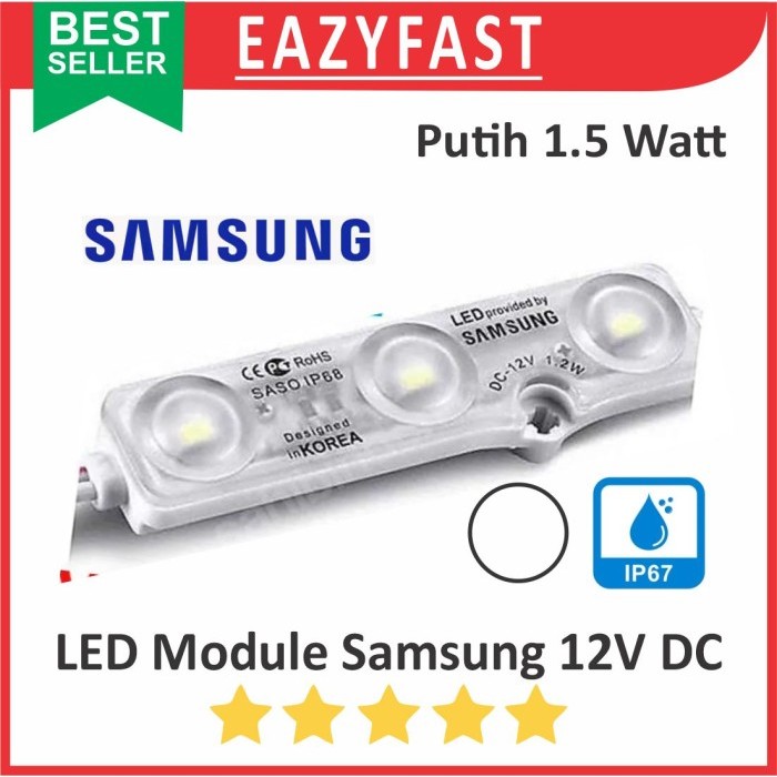 Jual Lampu Modul LED Strip Module Samsung 3 Titik Mata Lensa Putih 12V 12 V Volt DC Korea Motor ...