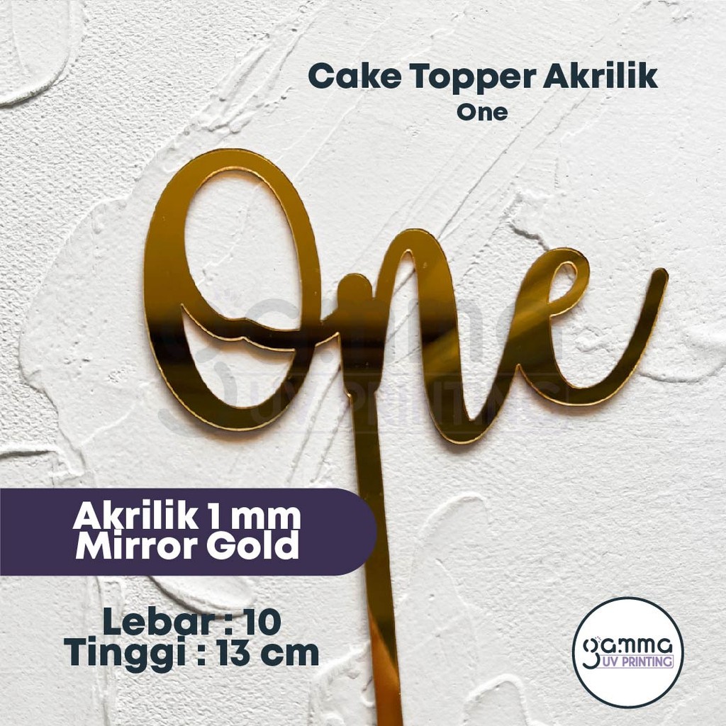 Jual Cake Topper Akrilik Gold 1mm Tulisan One Hiasan Kue Gift Mirror ...