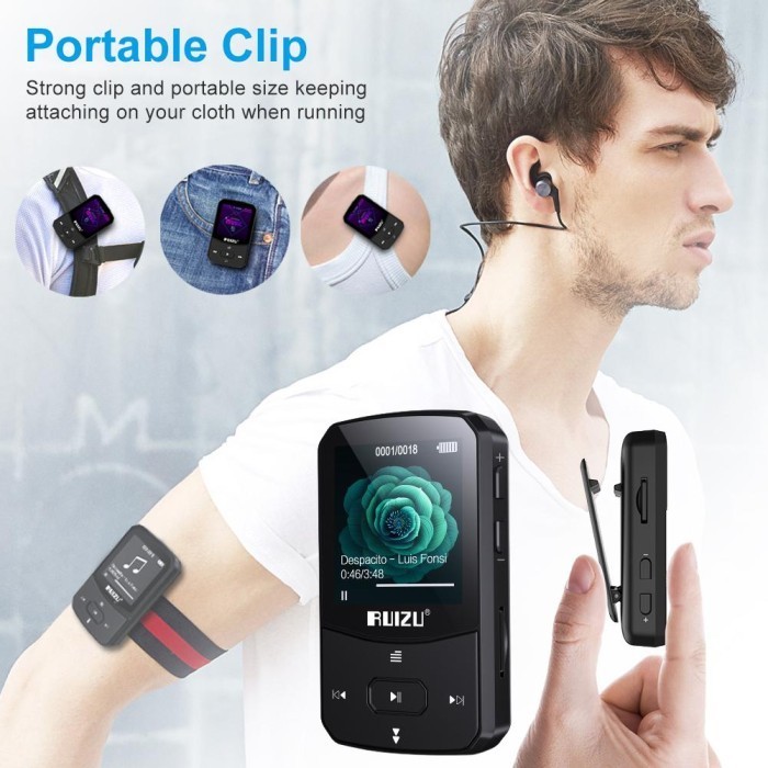Jual RUIZU MP3 Player Bluetooth 5.0 Stopwatch Portable Clip - X52 ...