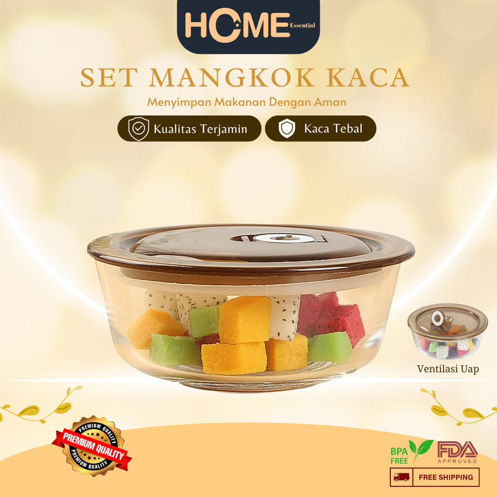 Jual (HE) Home Essential Set Mangkok Kaca Bowl Glass Kimglass Kaca ...