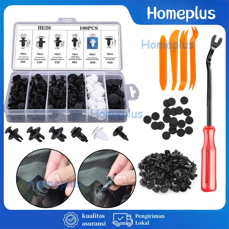 Jual HomePlus 100 pcs Auto Fastener Clip Mixed Car Body Push Retainer ...