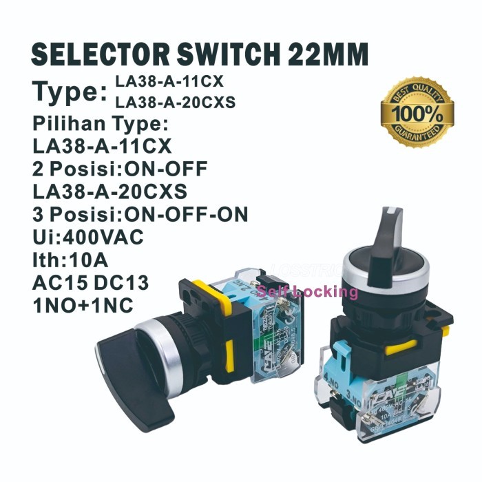 Jual Selector Switch Gagang Panjang Stay Put (SELF LOCKING) 2 ATAU 3 POSISI 22MM | Shopee Indonesia