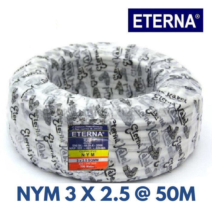 Jual KABEL LISTRIK ETERNA TEMBAGA TUNGGAL PUTIH NYM 3X2.5 PER ROLL ...