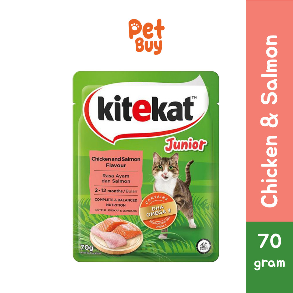 Jual KiteKat Cat Food Pouch Junior Chicken & Salmon 70 gr | Shopee ...