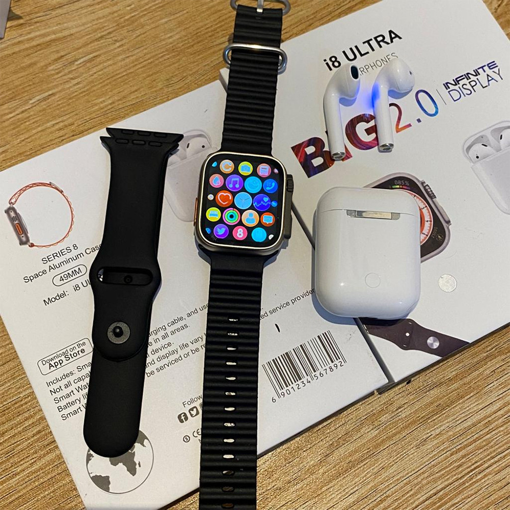 Jual Jam Tangan Smartwatch i8 Ultra Watch 8 Free 2 Tali+Earphone TWS ...