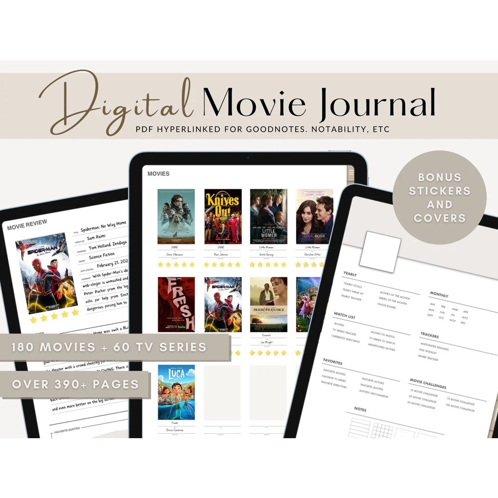 Jual Digital Journal & Planner - Digital Movie Review & Tracker for ...
