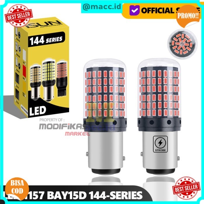 Jual Lampu LED Rem Brake Bayonet 2 Kaki Colok Putar 1157 144 Titik SMD ...