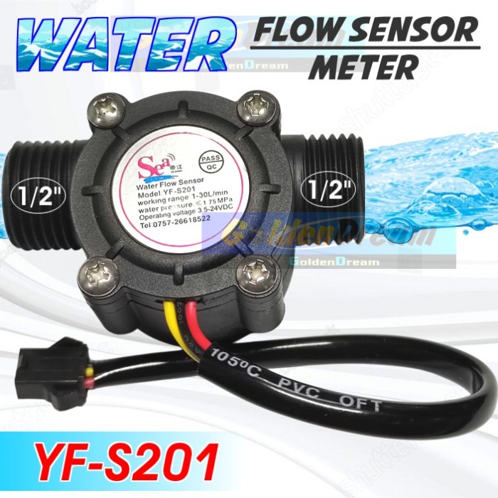 Jual YF-S201 Water Flow Sensor Aliran Air Hall 1/2" 1/2 inch 1-30 L/min ...
