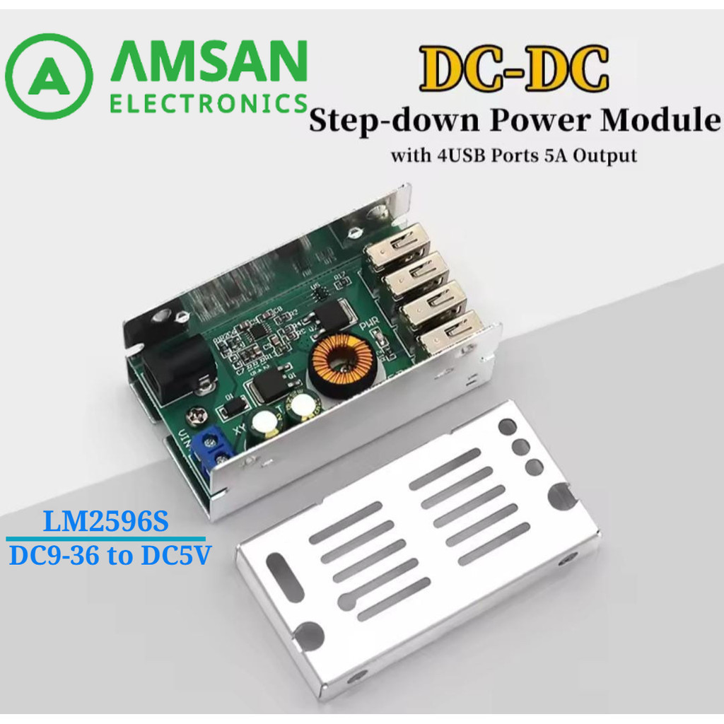 Jual DC-DC Step-Down Power Module 24v/12V to 5V 5A 4 USB Power Module ...