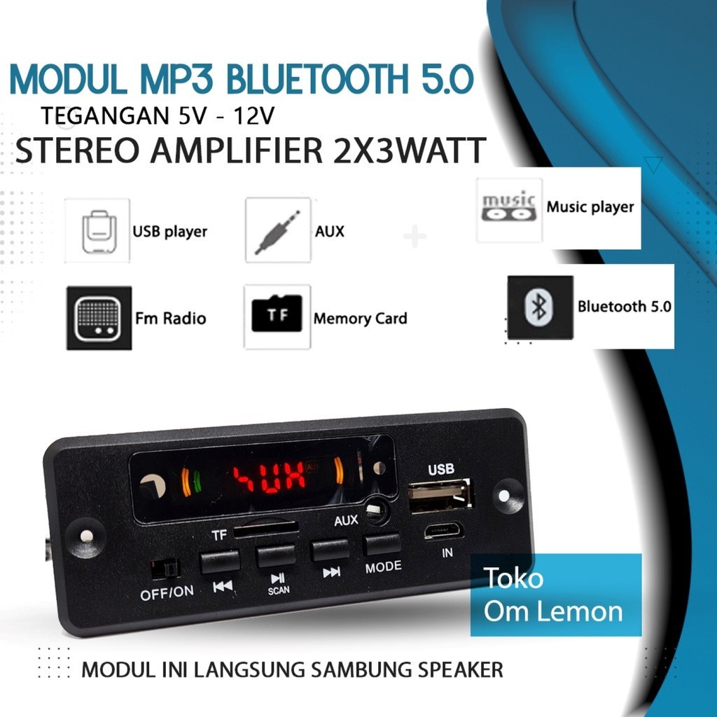 Jual modul mp3 bluetooth 3.7v - 5v stereo 2x3watt 029BT | Shopee Indonesia