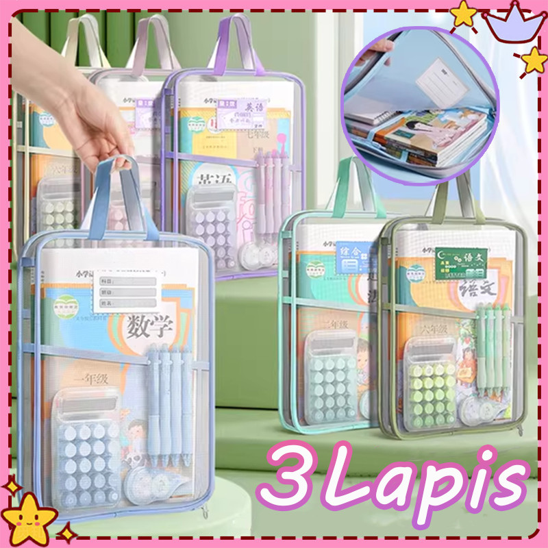 Jual KHARISMA Map Tas Les Anak Resleting 3 Lapis Tempat Buku & Alat ...
