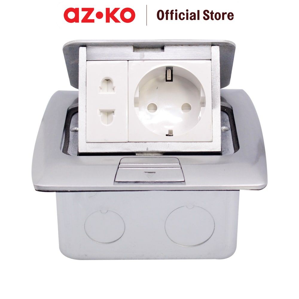 Jual AZKO Krisbow Stop Kontak Lantai Dengan Schuko Dan Euro Floor ...