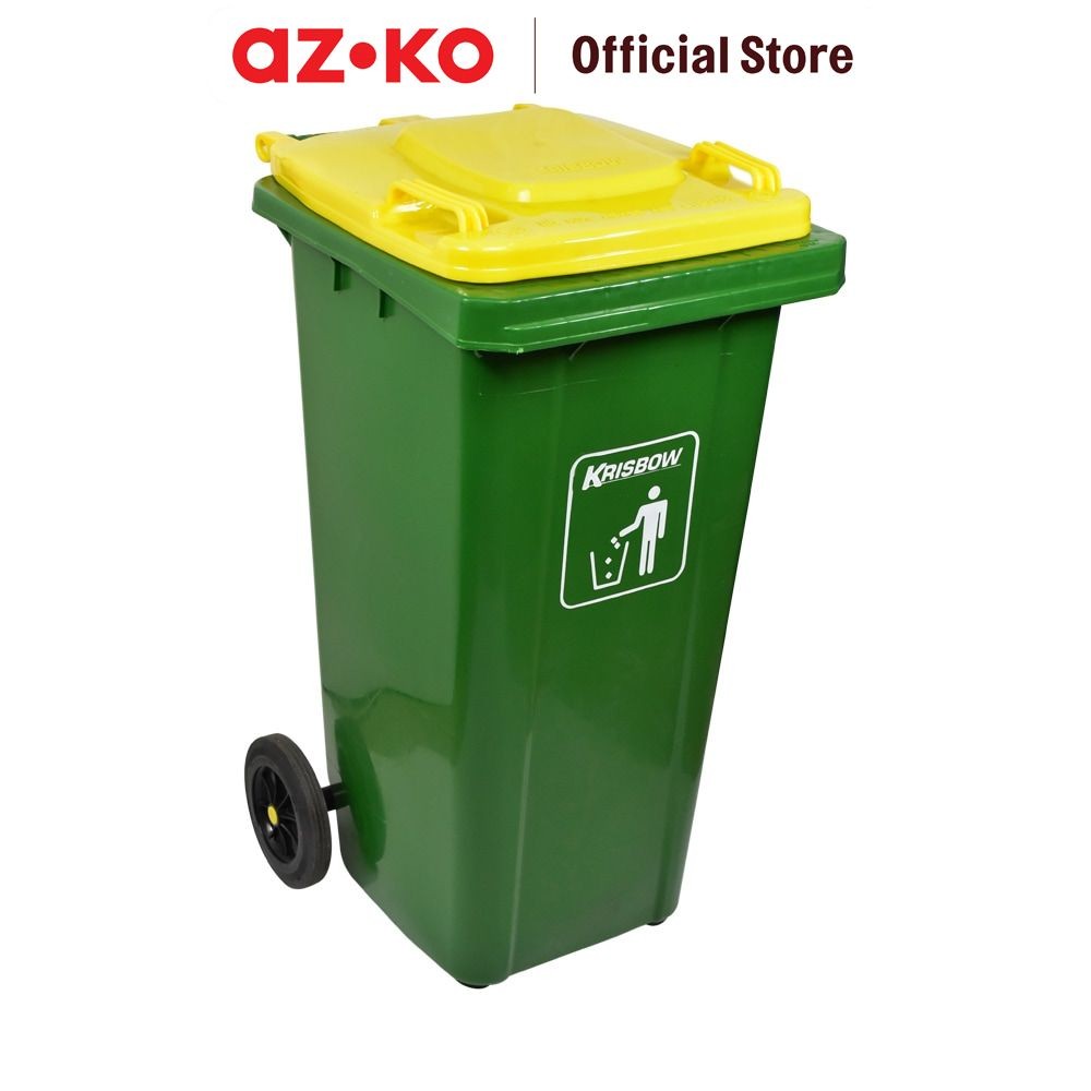 Jual AZKO Krisbow Tempat Sampah Outdoor 240 Liter - Hijau/Kuning Trash ...