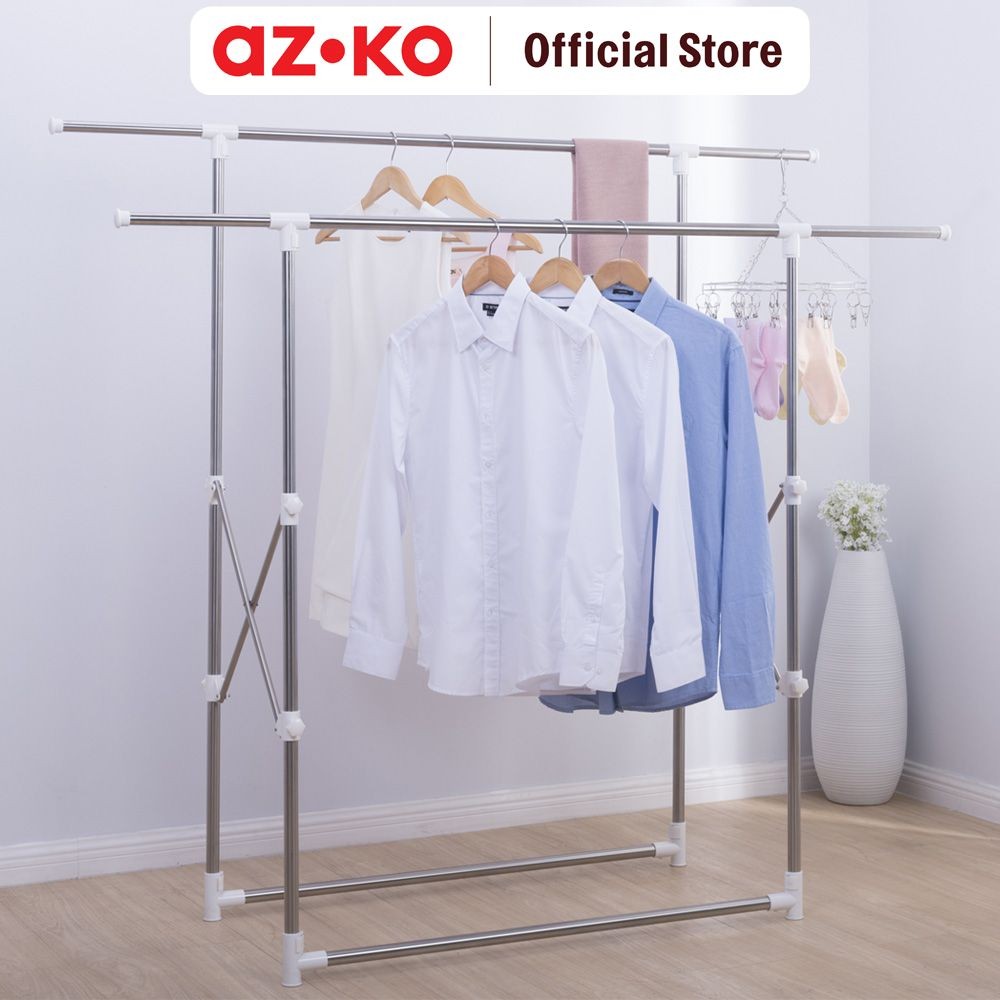 Jual AZKO Stora Jemuran Baju Double Rod Extendable Tempat Jemur Baju ...
