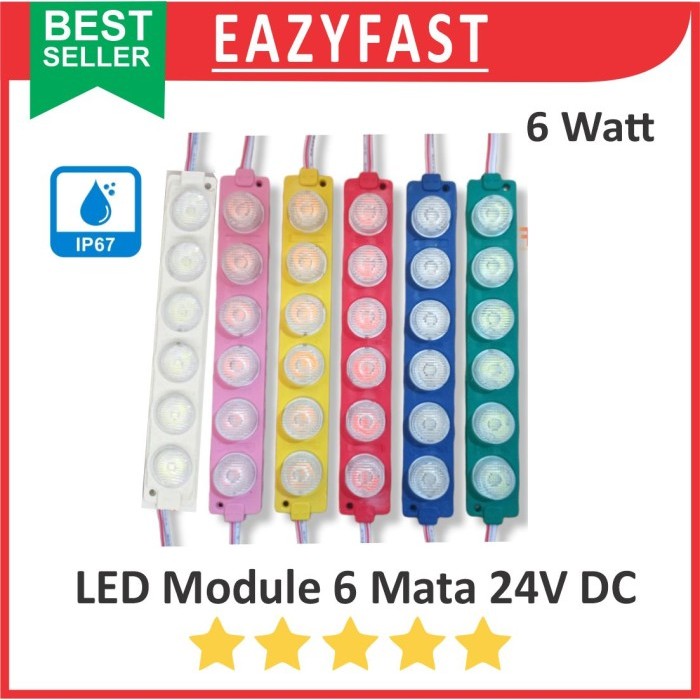 Jual Lampu Modul LED Strip Module 6 Titik Mata Lensa Warna 24V 24 V ...