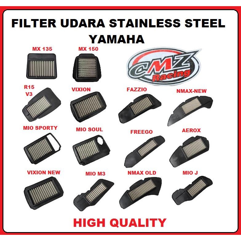 Jual FILTER UDARA STAINLESS NMAX NEW AEROX CONNECTED LEXI MIO J M3 SOUL ...
