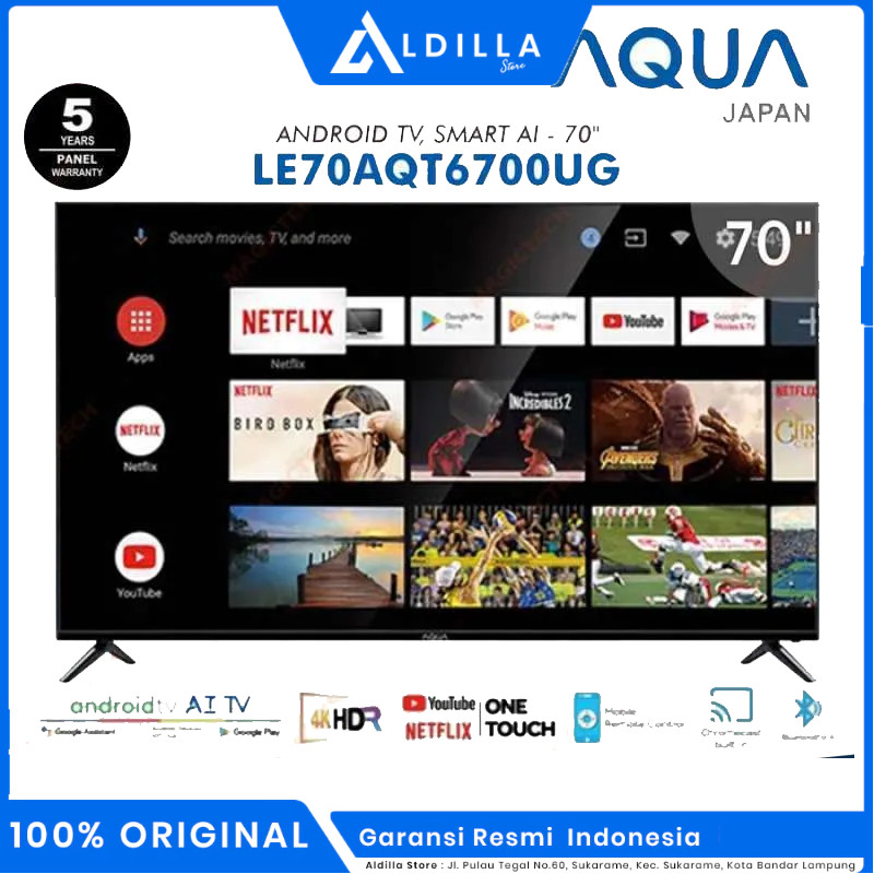 Jual TV Aqua 70in android tv tipe LE70AQT6300UG garansi resmi | Shopee ...