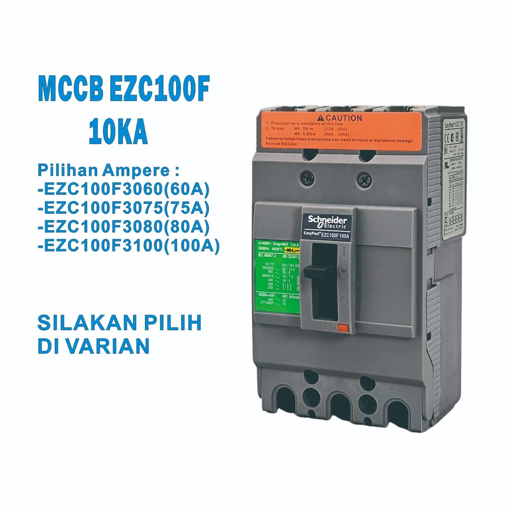 Jual MCCB/BREAKER EZC100F 3P 10kA 60A 75A 80A 100A BEST QUALITY. | Shopee Indonesia