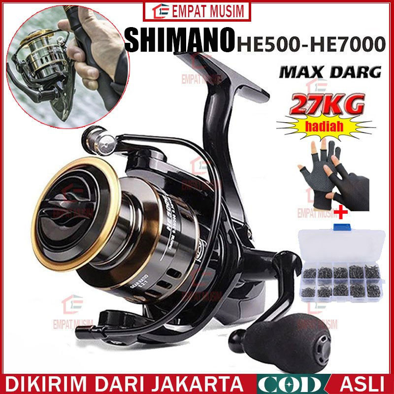Jual Reel Pancing Asli Besi Fishing Reel 30kg HE500 - 7000 / Reel Pancing Murah Kuat Power ...