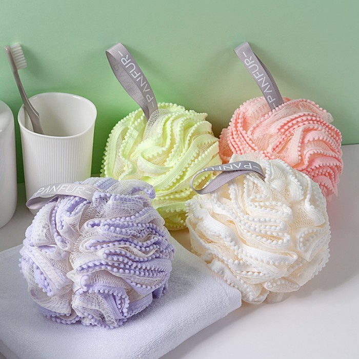 Jual busa shower puff lembut premium dengan bola pinggir bahan halus 80 ...