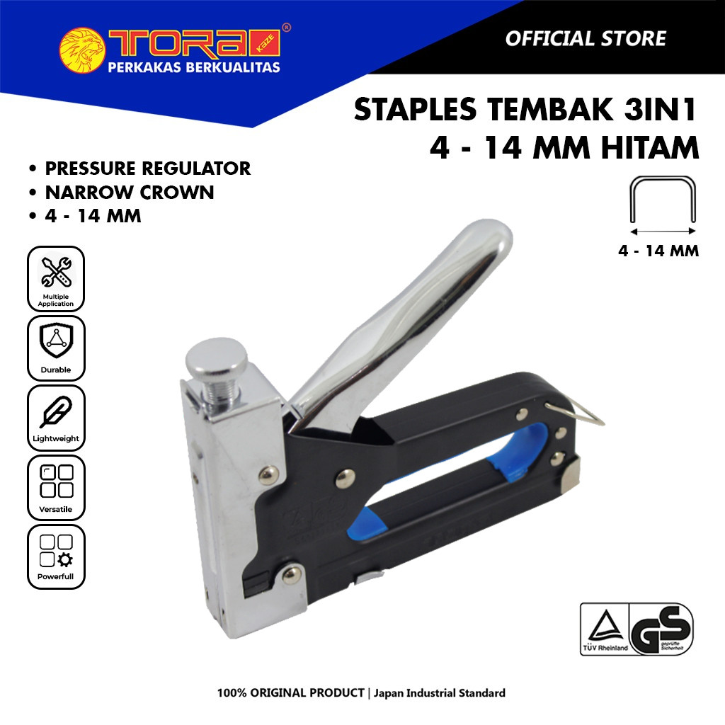 Jual TORA Staples Tembak 4 - 14 mm 3in1 Body Hitam - Hand Staple Gun ...