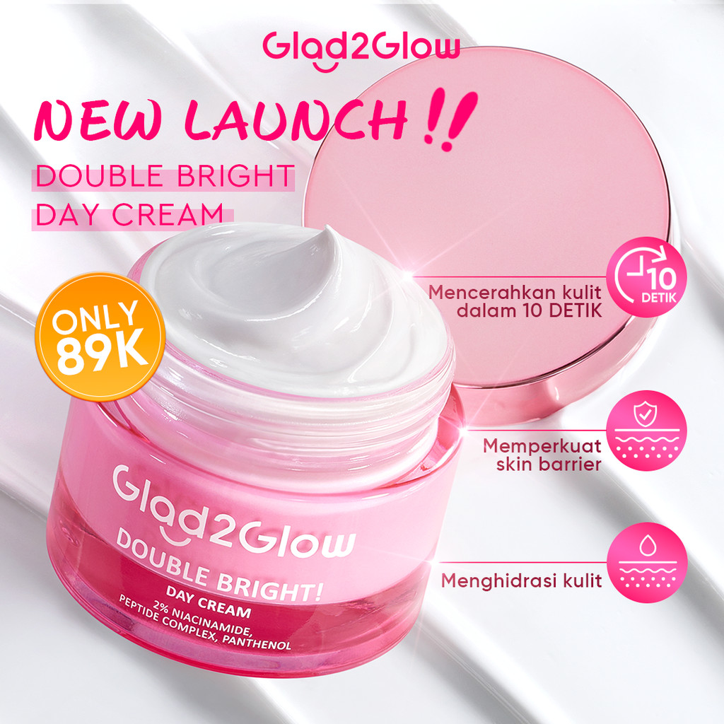 Jual [ New Launch ]Glad2Glow Double Bright Day Cream moisturizer cream cream pemutih wajah fair ...