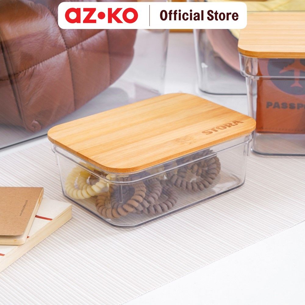 Jual AZKO Stora 1 ltr Kotak Penyimpanan Dengan Tutup Bambu Kotak ...
