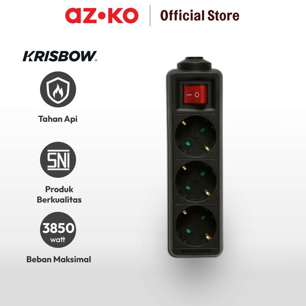 Jual AZKO Krisbow Stop Kontak 3 Socket Kf-B-03kp - Hitam Electric ...