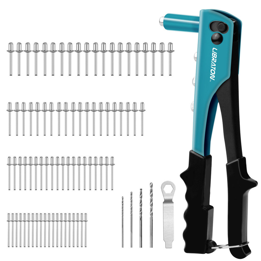 Jual LIBRATON Rivet Gun Rivet Gun Kit Pop Rivet Gun 80PCS Metal Rivets 4 Drill Bits Heavy Duty ...