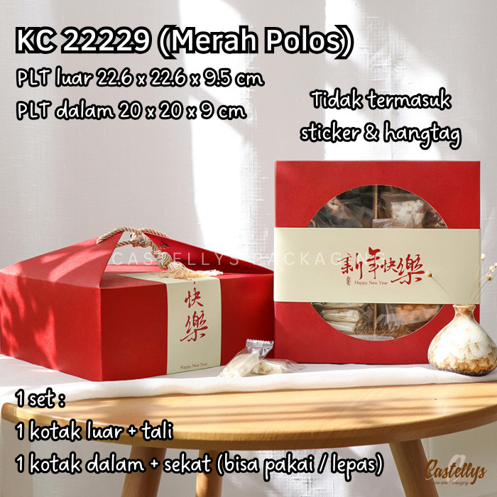 Jual KC22229 Kotak Box Merah Kue Nastar Cake Bolu Hampers Imlek Natal ...