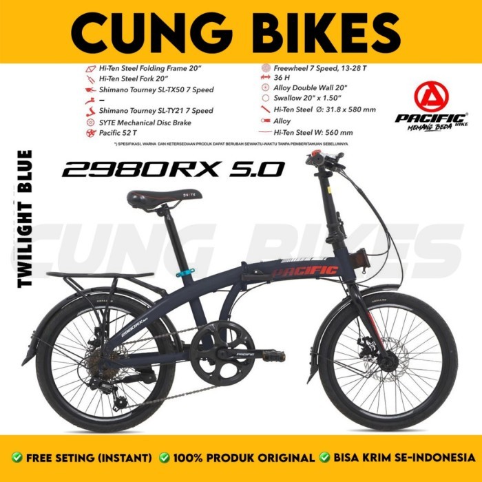 Jual SEPEDA LIPAT Ukuran 20 inch PACIFIC 2980 RX 5.0 7 speed Shimano ...