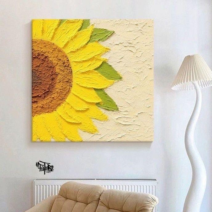 Jual lukisan dinding ruang tamu lukisan bunga matahari abstrak ...