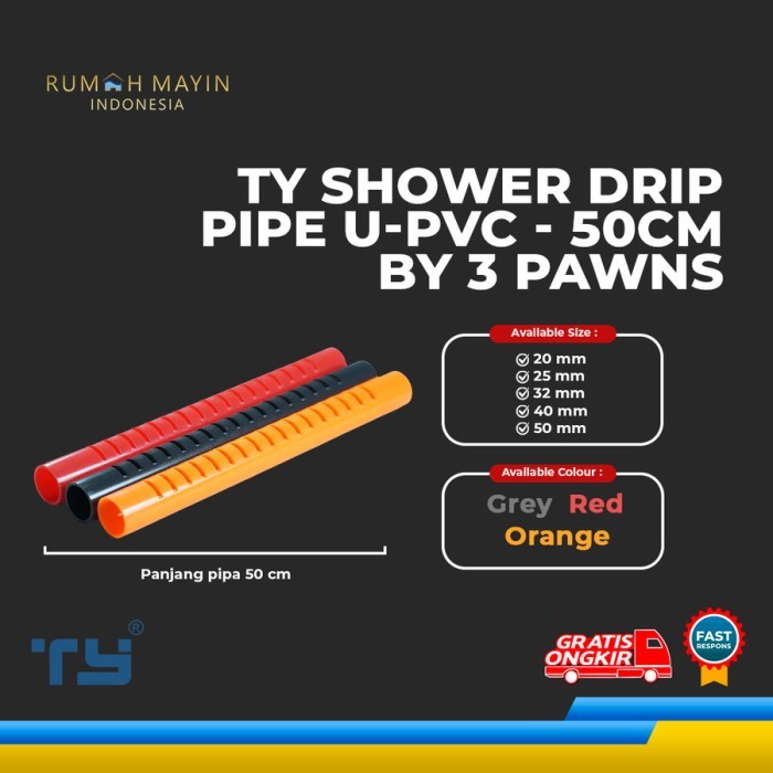 Jual TY Rain Shower Drip Pipe Pipa U-PVC by 3 Pawns - Panjang 50cm | Shopee Indonesia