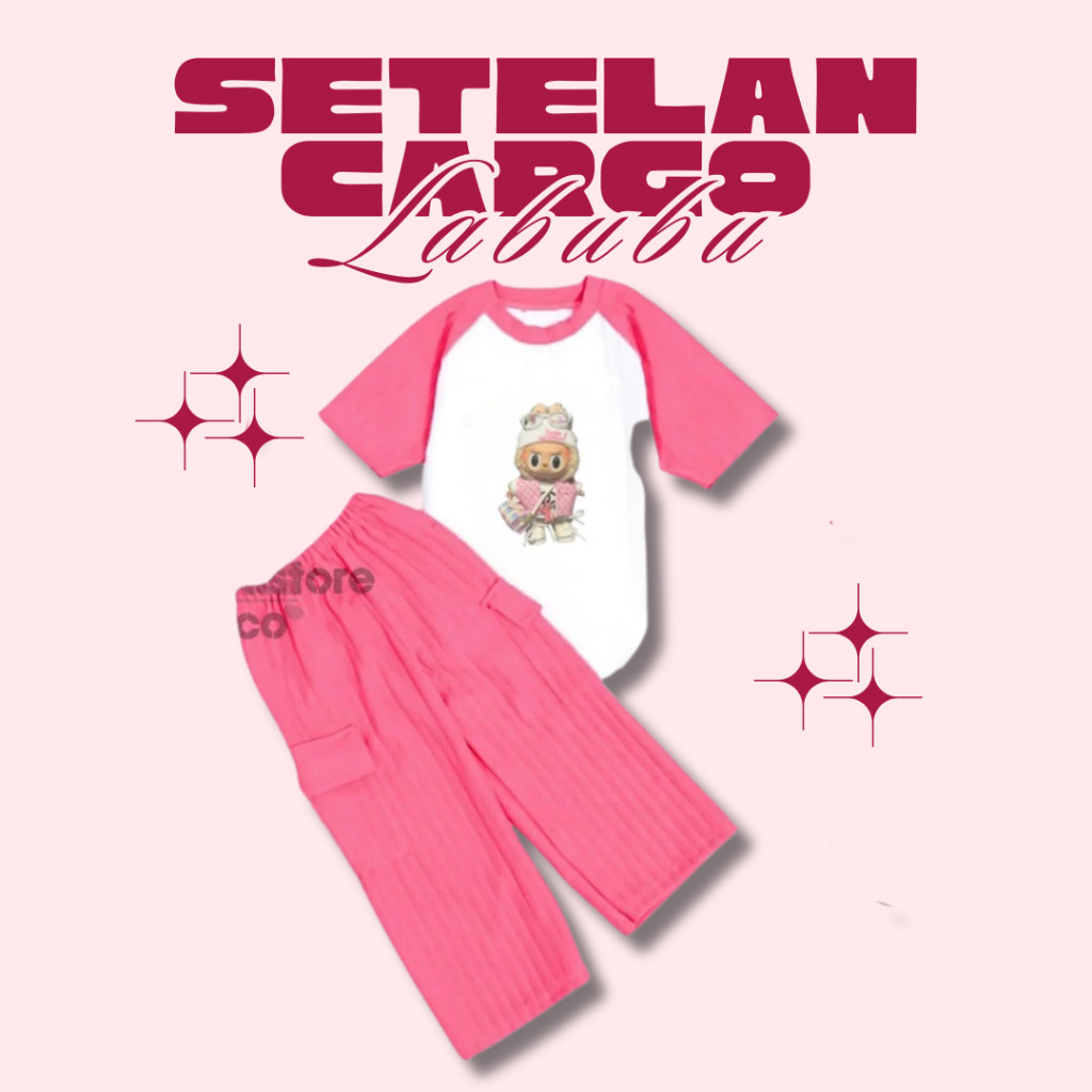 Jual Kiddo World Store Setelan Cargo Anak Gambar Labubu | One Set Cargo ...