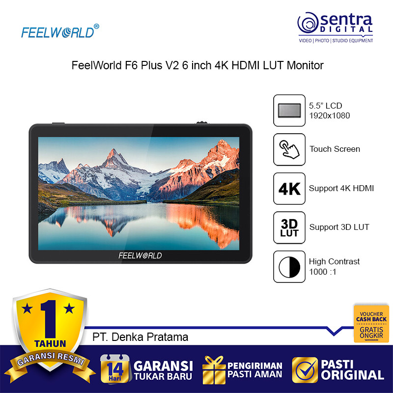 Jual FeelWorld F6 Plus V2 6 Inch IPS LUT FHD 4K HDMI Field Monitor ...