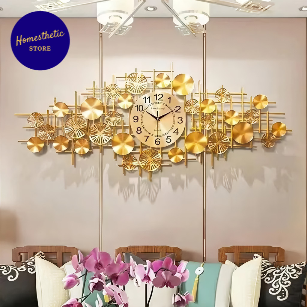 Jual Jam Dinding Gold Besi 3D Super Mewah Elegan European Clock Silent ...