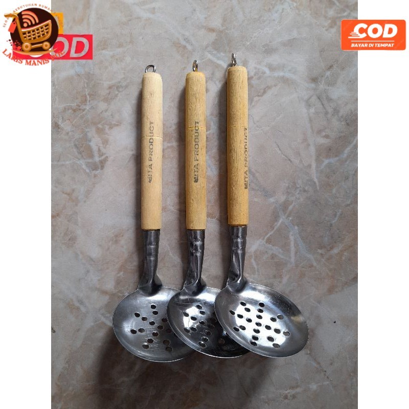 Jual LMP Irus Sayur 20cm Gagang Kayu LUBANG / TIDAK BERLUBANG/IRUS ...