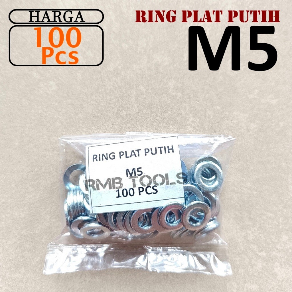 Jual ring plat putih m5 besi galvanis baut kunci 8 washer plate m5 5mm ...