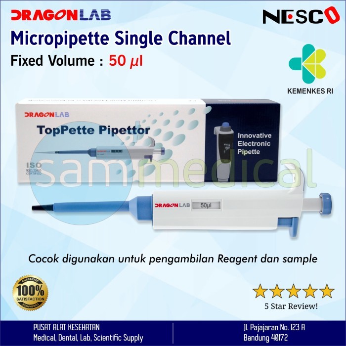Jual Nesco Dragon Lab Micropipette Single Channel Fixed Volume 50ul ...