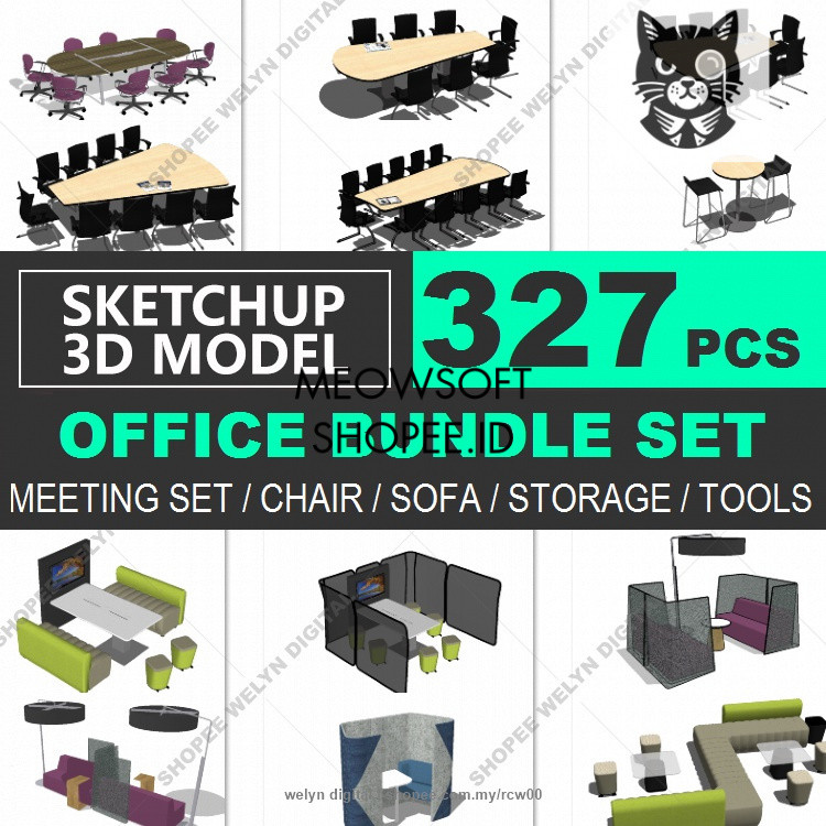 Jual SketchUp | 3D Model 2025 Office Bundle Set 327 for home interior ...