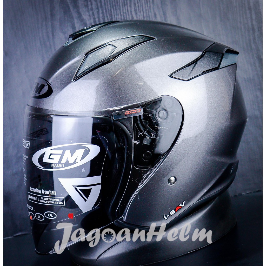 Jual GM HELM KING FIGHTER ULTRA SOLID | GUNMETAL | SINGLE VISOR ...