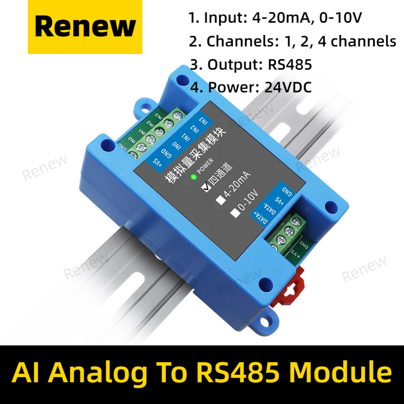 Jual Ai Isolated Rs485 Data Acquisition Module 4 Channels Modbus Rtu ...