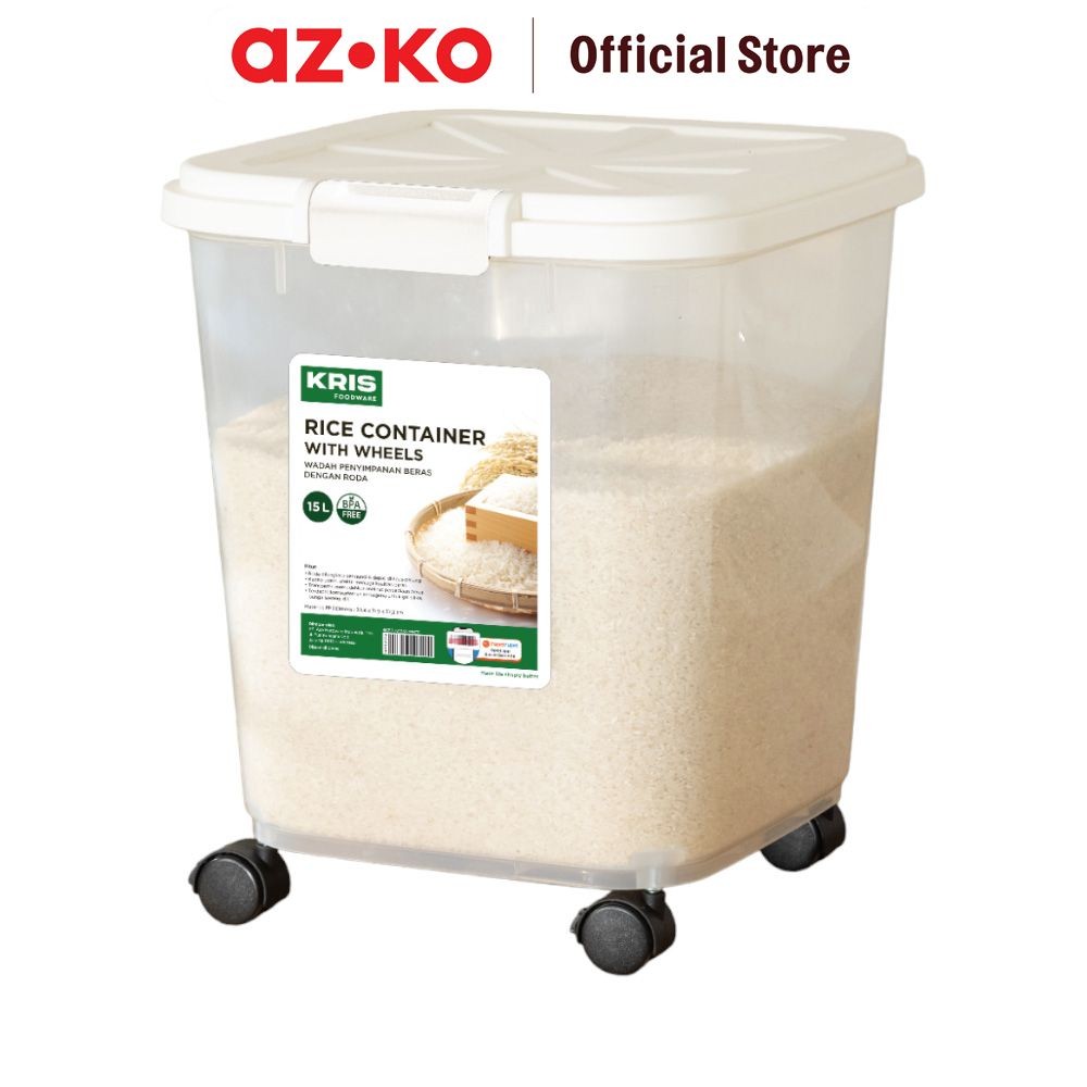 Jual AZKO Kris 15 ltr Tempat Beras - Putih Rice Container Food Grade ...